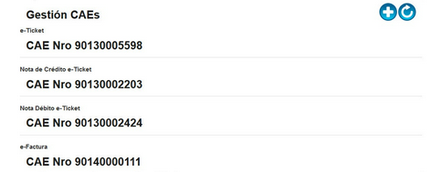 Menú principal > Panel de control > CAEs